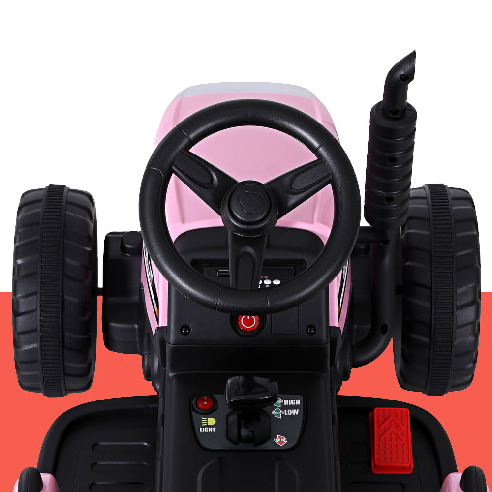 Rigo Kids 12v Electric Ride On Tractor Pink