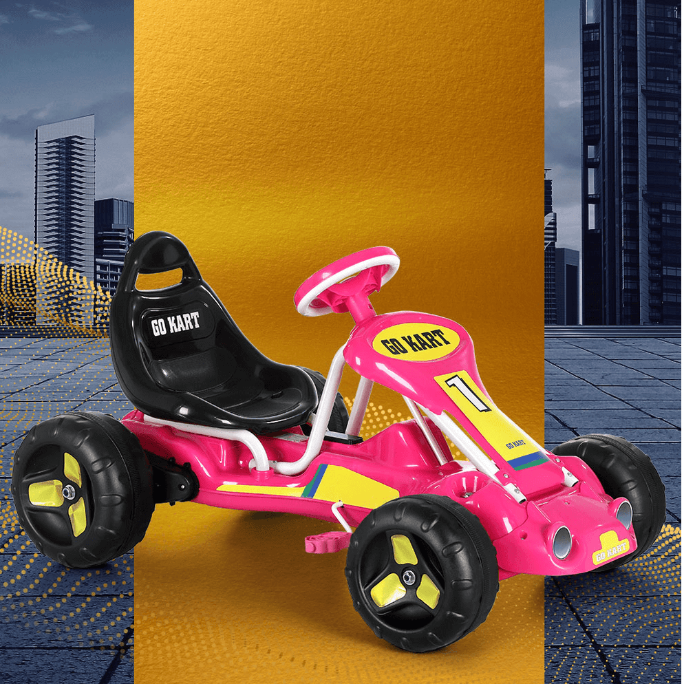 Rigo Kids Racing Style Pedal-Powered Go Kart - Pink — Kids Car Sales
