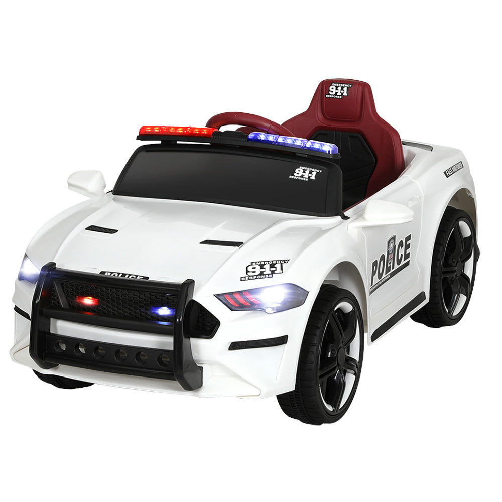 Rigo 12v Electric Police Patrol Kids Ride On Car with Remote - White ...