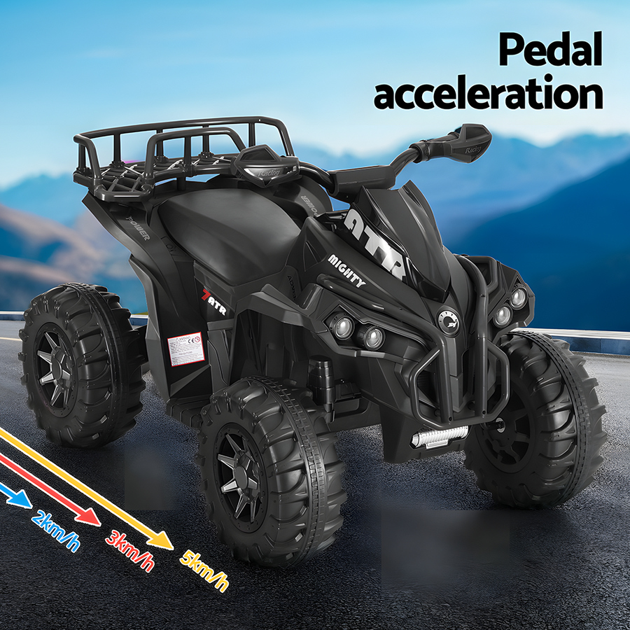 Rigo 12v Kids Electric ATV Quad Bike Ride On with Storage Rack - Black ...