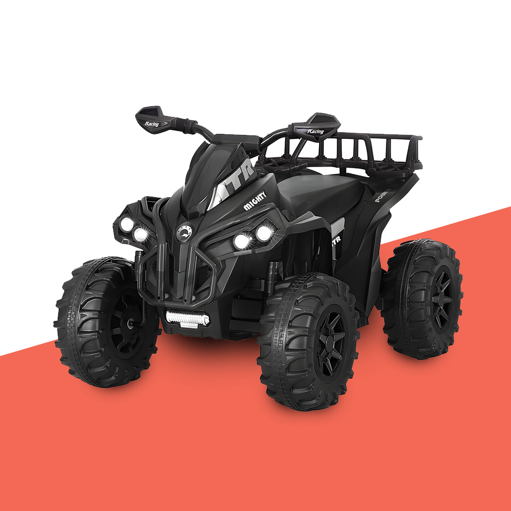 Rigo 12v Kids Electric ATV Quad Bike Ride On with Storage Rack - Black ...