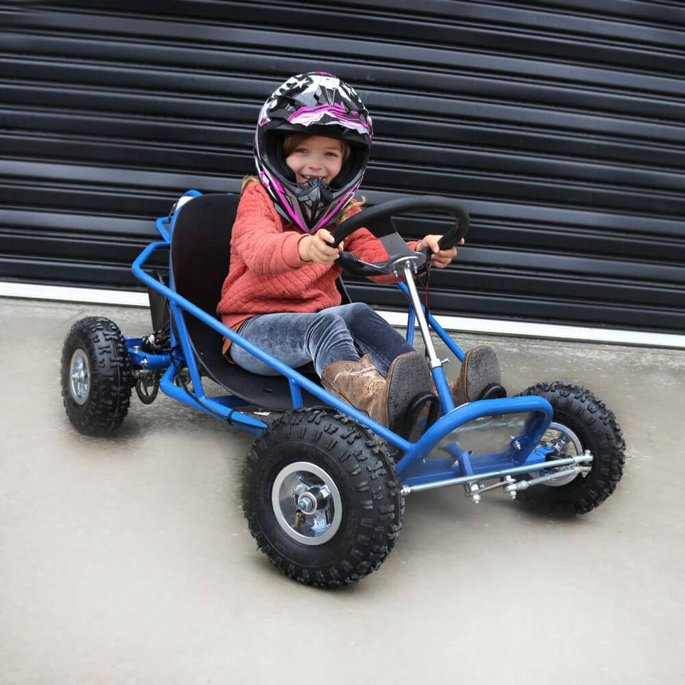 MJM 49cc Automatic 2-Stroke Kids Mini Go Kart - Blue — Kids Car Sales